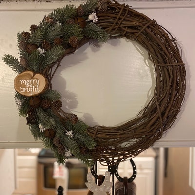 Green Black White Pine Cone Rustic Bell Rag Tie Ribbon Banner - Etsy