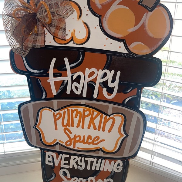 Pumpkin Spice Latte Door Hanger, Door Hanger, Fall Door Hanger - Etsy