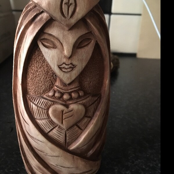 Freya Statuette Hand Made From Linden. Original Hand Carved Freya ...