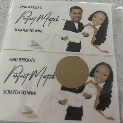 Bridal Shower Scratch off Game Perfect Match Personalized Bride Groom ...
