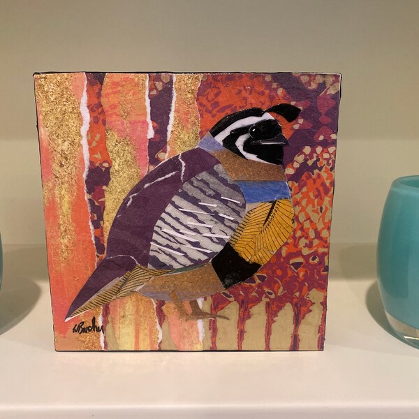 Paper Collage Art, the Chonk and the Parakeet, Original Collage by ...