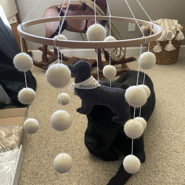 Dog Mobile for Nursery, Golden Retriever Dog Baby Mobile, Gender ...