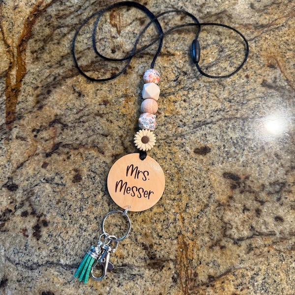 Breakaway Boho Plant Daisy Lanyard for Teachers and Nurses. Succulent ...