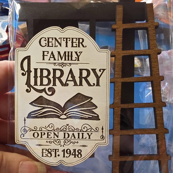 Personalized Library Sign, Mini Wooden Signpost With Ladder Library ...
