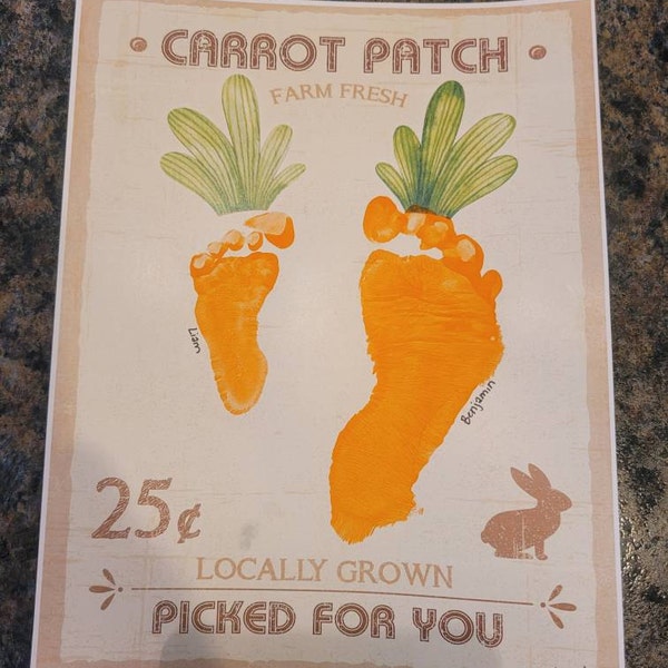 Farm Sign Carrot Patch Easter / Footprint Feet Art Craft / Kids Baby ...