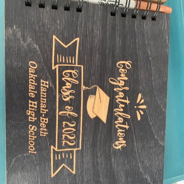 Wooden Graduation Guest Book Grad Gifts Rustic Personalized Class of ...