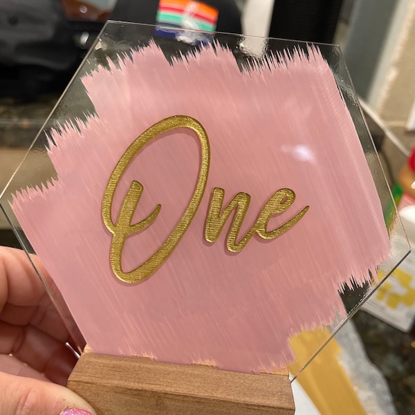 Wedding Painted Back Acrylic Table Number, Hexagon Acrylic Table Number ...