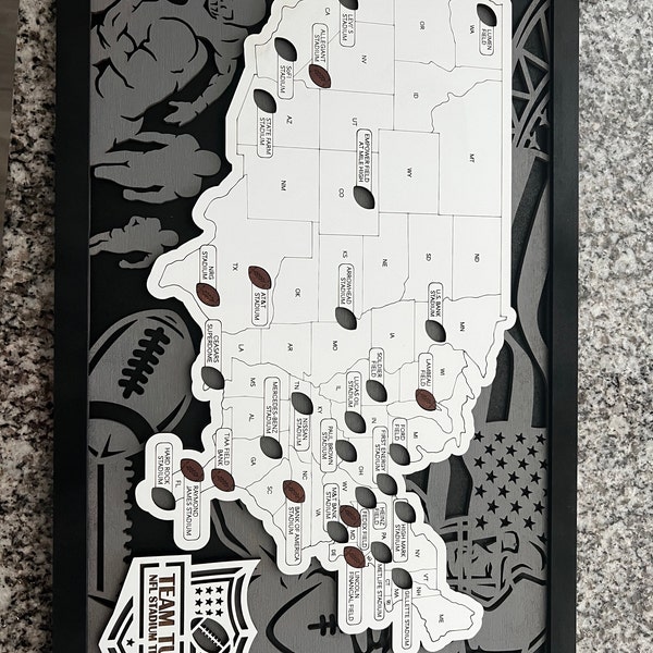 Football Stadium Map | NFL Stadium Map | Pro Football Stadium Checklist ...