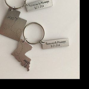 Custom State Keychain With Date Charm Pick Your State or Country Long ...
