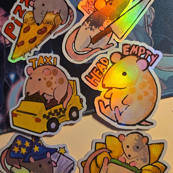 RAT Stickers | Waterproof Holographic Stickers, Rat Sticker, Derpy ...