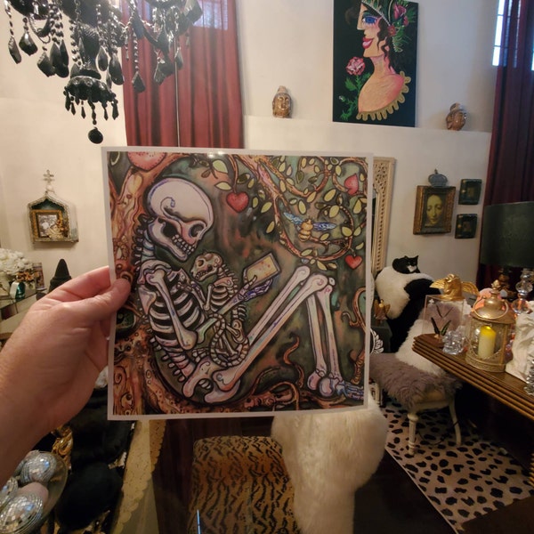 Cat Tales Skeleton Day of the Dead Print by Lisa Luree - Etsy