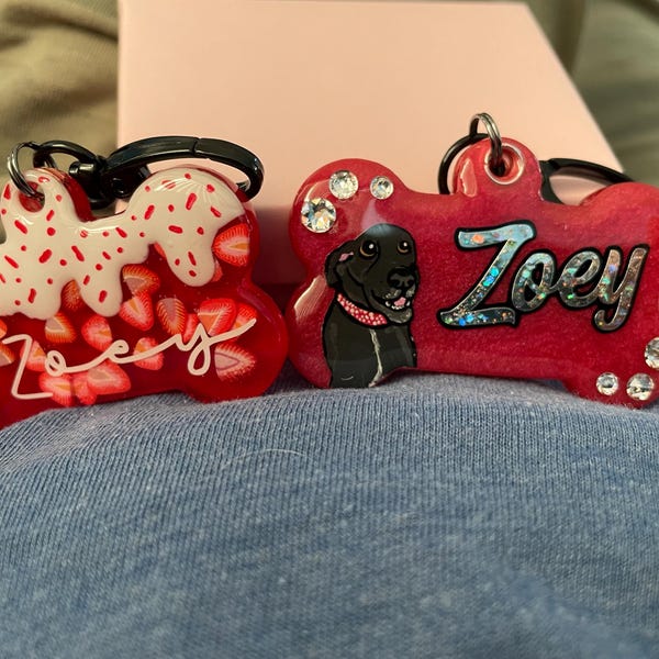 Royal Flakes | Resin Dog Name Tag (large) - Etsy