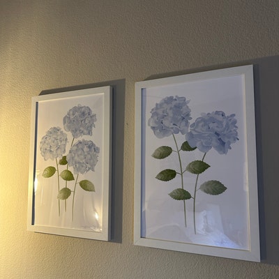 Light Blue Hydrangea Print Set of 2 Hydrangea Painting Modern ...