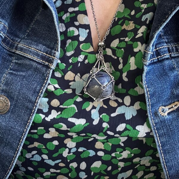 Titanium Steel Gem Holder Necklace , Titanium Steel Crystal Holder ...