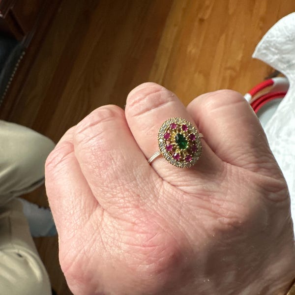 Yellow Paraiba and Red Garnet Oval Stone Silver Ring, Handmade ...