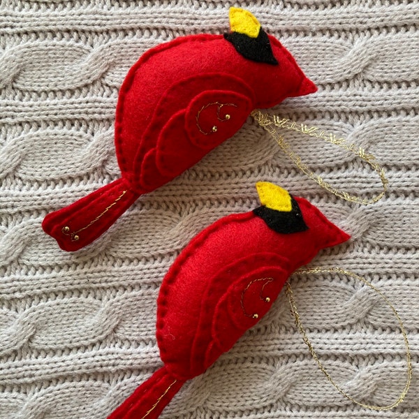 Christmas Cardinal Ornament Felt Cardinal Red Male Cardinal Easy Sewing ...
