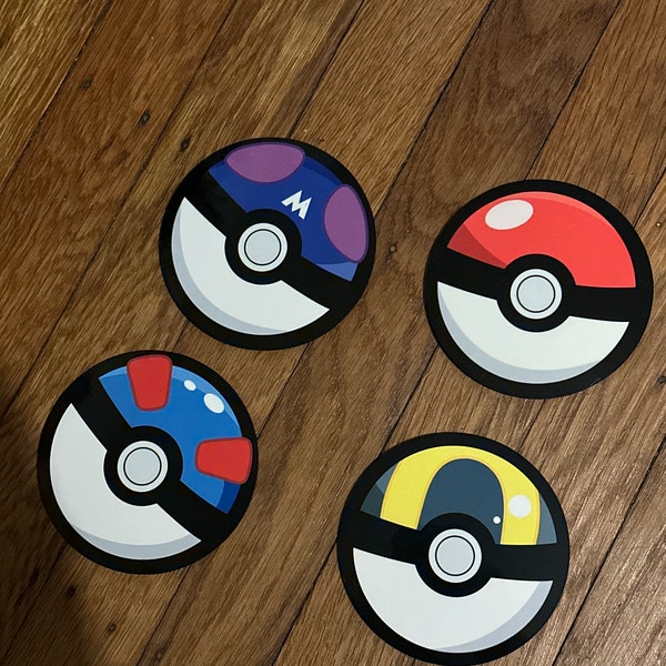 Pokeball Coaster Set Pokemon Gift Geeky Coasters Pokemon Go Pikachu ...