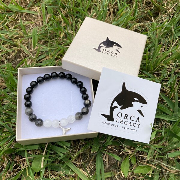 Orca Bracelet: Obsidian, Labradorite & Quartz Natural Gemstones - Etsy