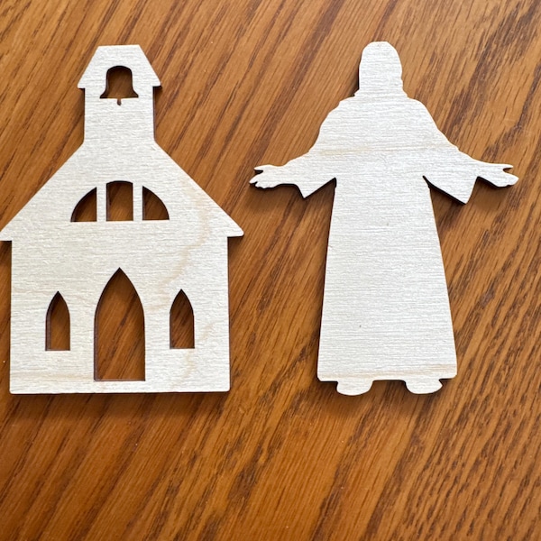 Church Cutout Laser Cut Unfinished Wood Shape DIY - 1 to 6 Inches ...