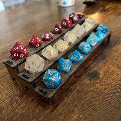 Wooden Wall Mounted Dice Holder and Display for Standard TTRPG Dice Set ...