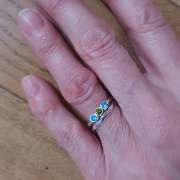 Multi Stone Family Ring, Birthstone Sterling Silver Ring for Mom ...