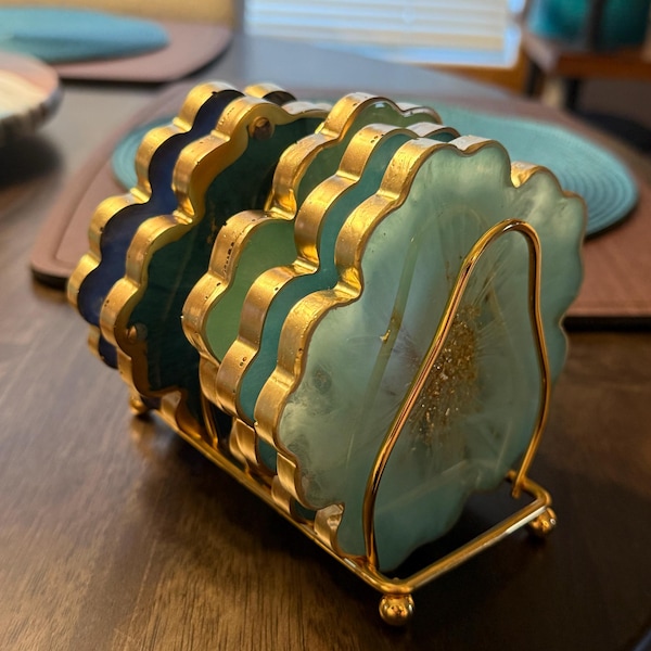 Fancy Gold Metal Coaster Holder With Feet — Perfect for Flower Coasters ...