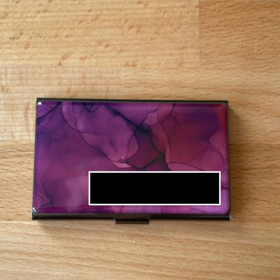 Personalized Business Card Case, Monogram Purple Watercolor Business ...