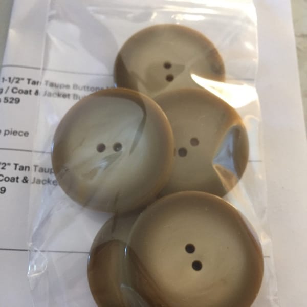 ITALIAN QUALITY 1-1/2" Tan Taupe Buttons Vintage Sewing Button for ...