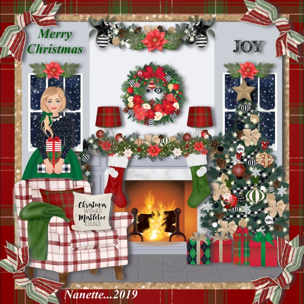 Joy Christmas Clipart Image Set, Png, 300 Dpi, Christmas Tree, Wreath ...
