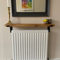 Hand Crafted Rustic Reclaimed Solid Pine Timber Radiator Shelf With ...