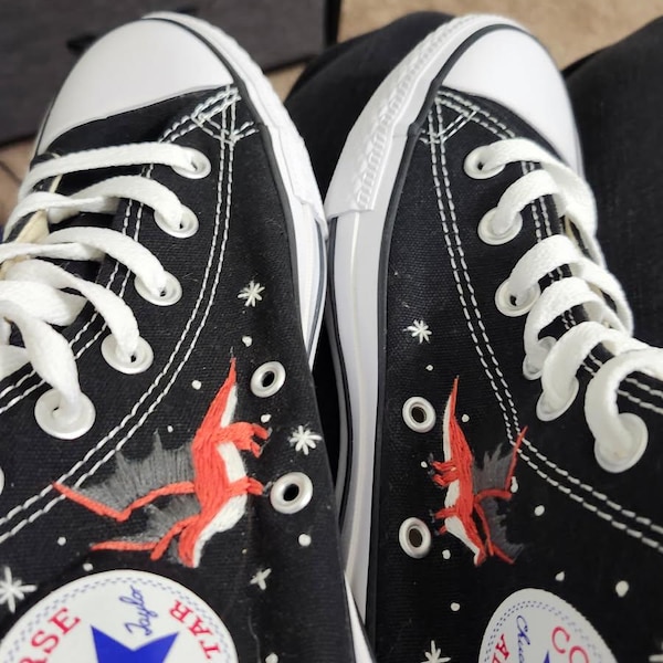 Embroidered Converse Low Tops, Custom Embroidered Platform Converse for ...