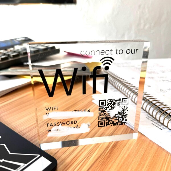 QR Code Wifi Acrylic Block With Network Name, Password for Home ...