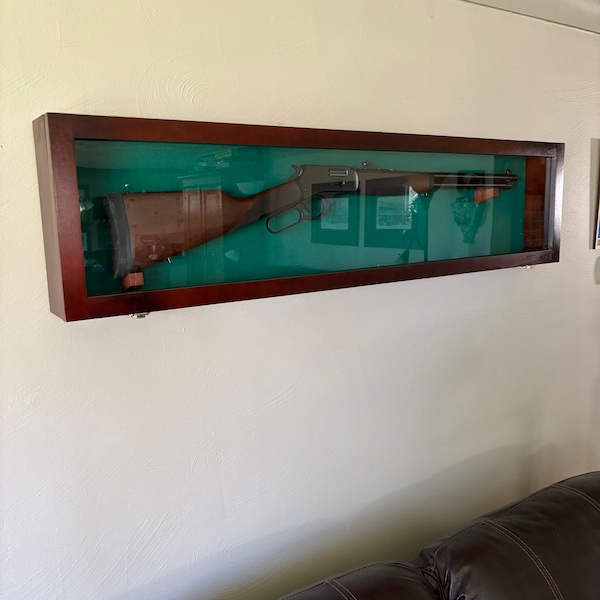 Gun Display Case, Display Case for Guns, Cherry Finish, Rifle Display ...