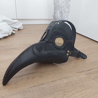 Non-fogging Lenses Plague Doctor Mask Bird Skull Leather Black ...