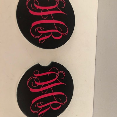 Car Coasters Monogram Car Coasters Set of 2 - Etsy