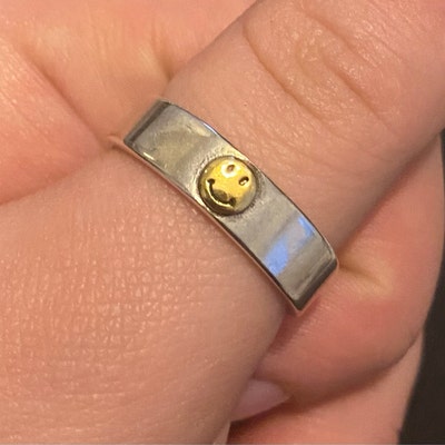 Silver Smiley Face Ring Stackable Smiley Face Ring Emoji - Etsy UK