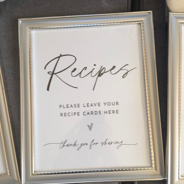 Recipe Card Sign, Leave Your Recipe Cards Here, Minimalist Bridal ...