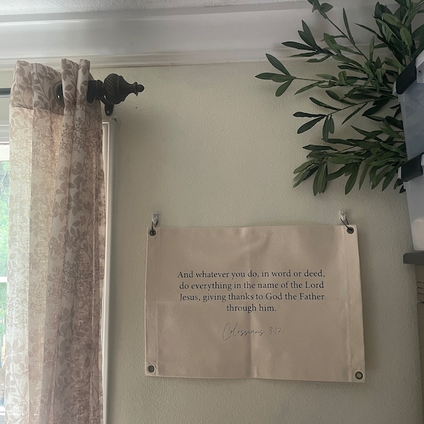 Affirmation Canvas Banner, Modern Christian Home Decor Fabric Flag ...