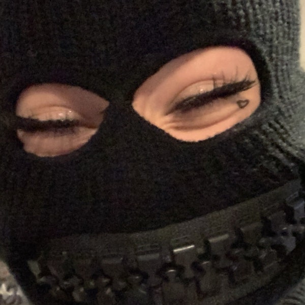 Ski Mask With Gold Teeth Zipper Mouth Zefstyle Grill Teeth Face Mask ...