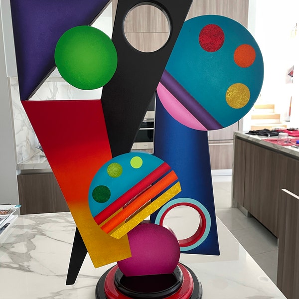Abstract Tabletop Sculpture - Unique Table Accent - Colorful Statue ...