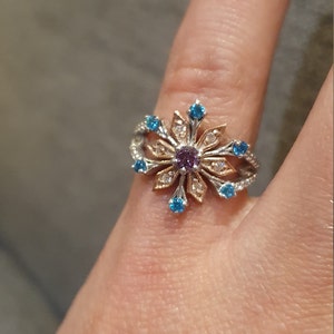 Enchanted Disney Frozen 2 Elsa Snowflake Engagement Ring/ 925 Sterling ...