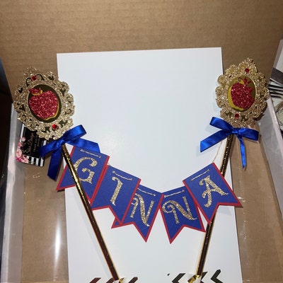 Princess Cake Topper, Glitter Gold and Red Apple, Enchanted Cake Topper ...