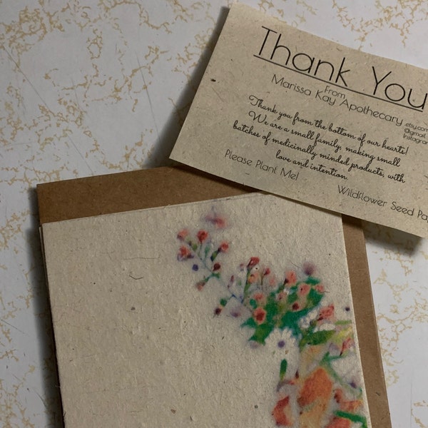 Seed Paper Cards || Blank or Personalized Insert || Hand Drawn || Eco ...