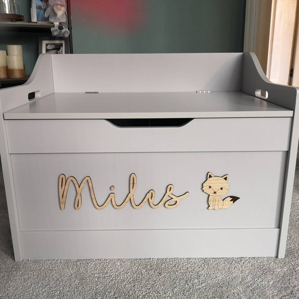 Personalised Toy Box - Soft Grey - Etsy UK