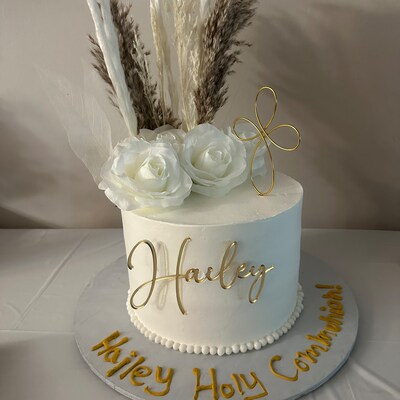 Acrylic Personalized Name Cake Charm Plaque in Cursive Script ...