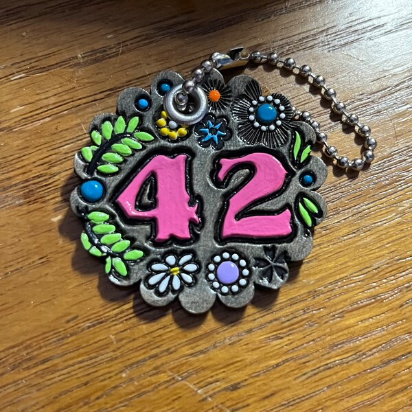 Custom Initial Leather Key Fob, Hand Painted and Hand Stamped ...