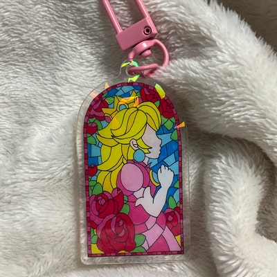 Princess Peach Stained Glass Window Holographic Sticker - Etsy