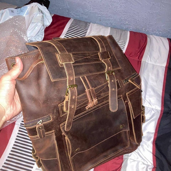 Vintage Leather Backpack, Brown Leather Backpack, Rucksack ...