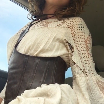 Leather Shoulder Armor With Scale Detail and Detachable Sleeve. Ren ...