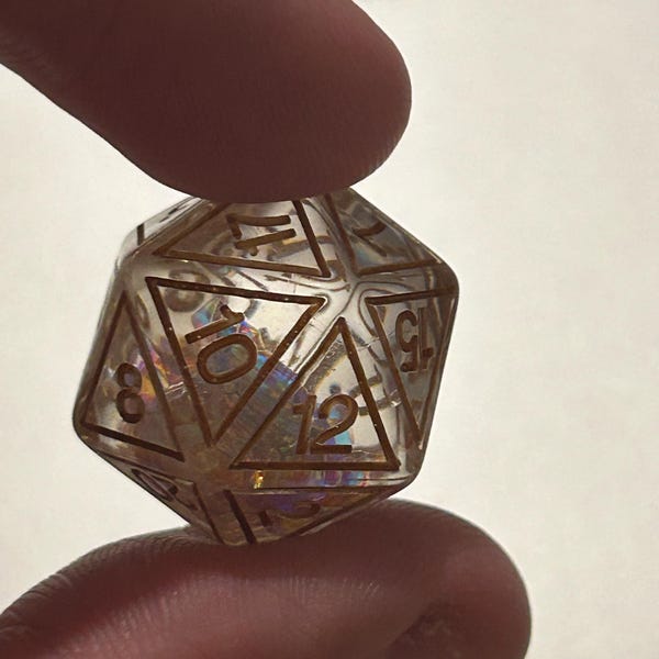 Arcane Gate Sparkling Prismatic Foil Effect Dice Set Golden Translucent ...